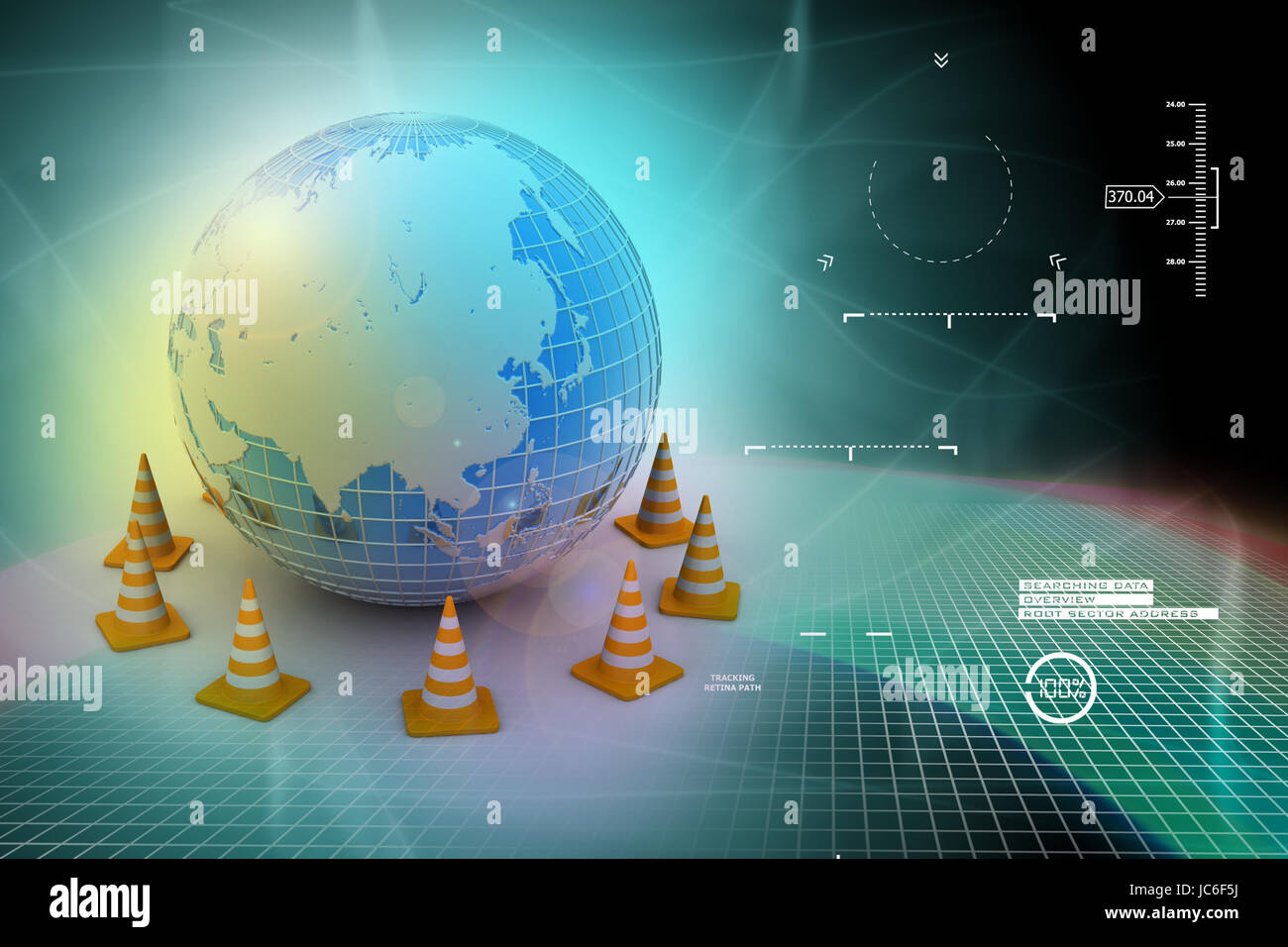 Globe and traffic cone Stock Photo - Alamy