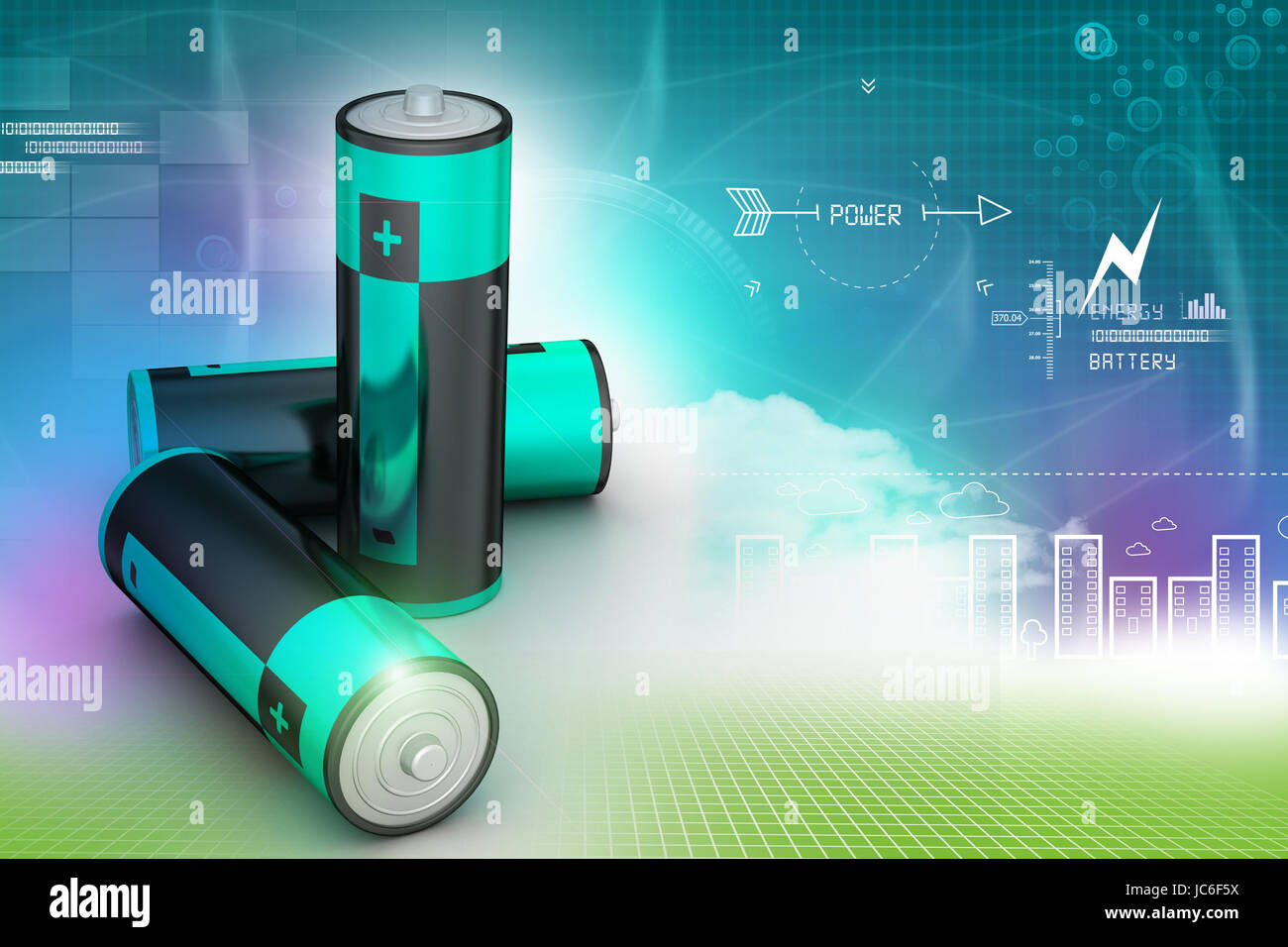 Batteries in color background Stock Photo - Alamy