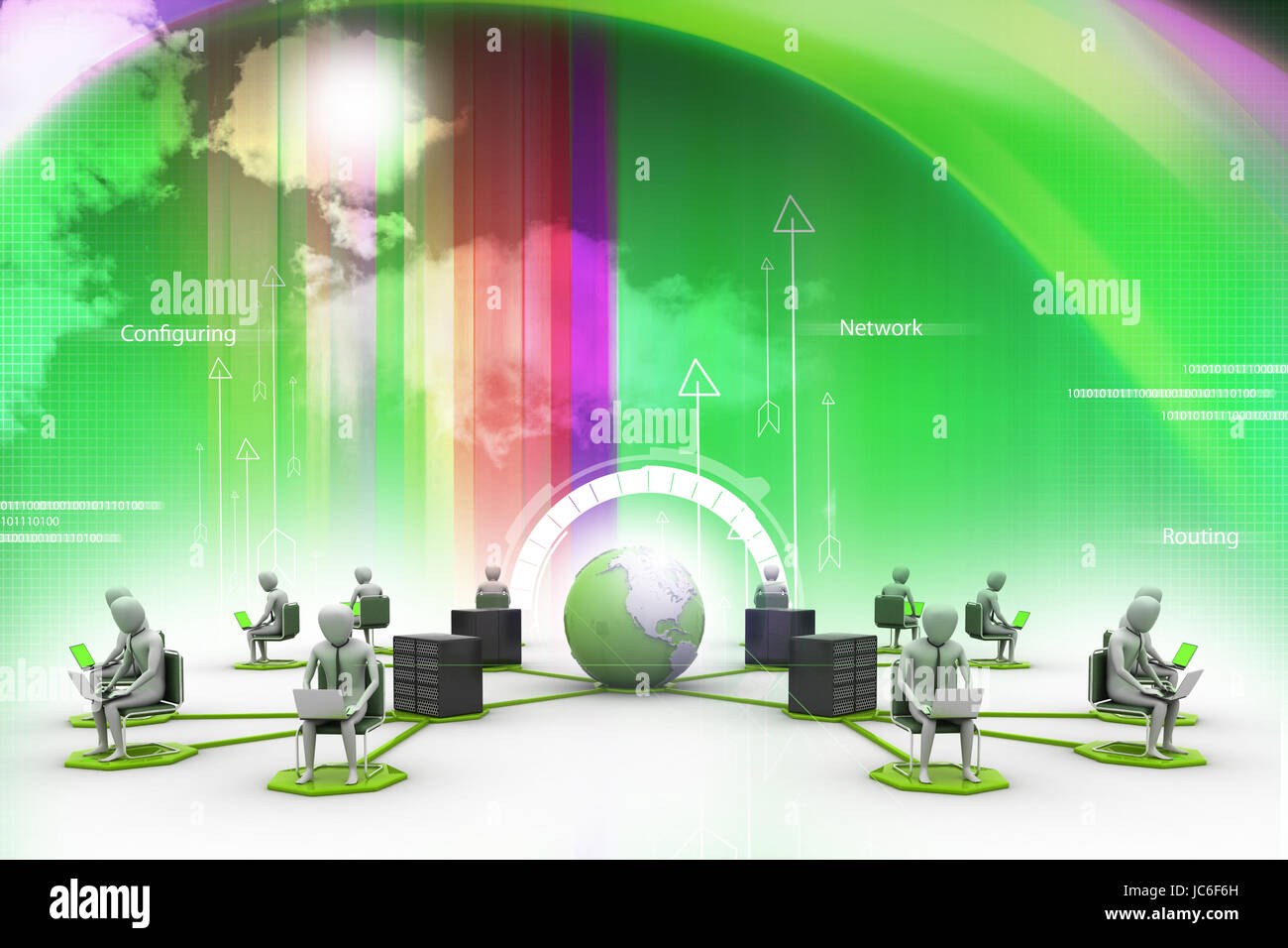 Networking people with globe Stock Photo - Alamy