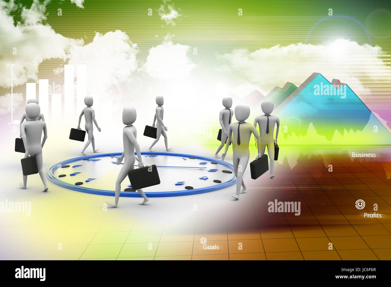 Business man walk around the clock Stock Photo - Alamy