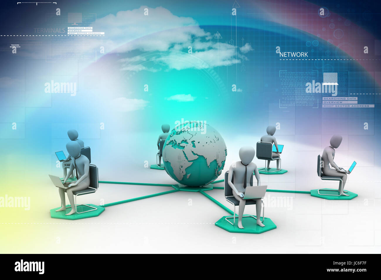 Networking people with globe Stock Photo - Alamy