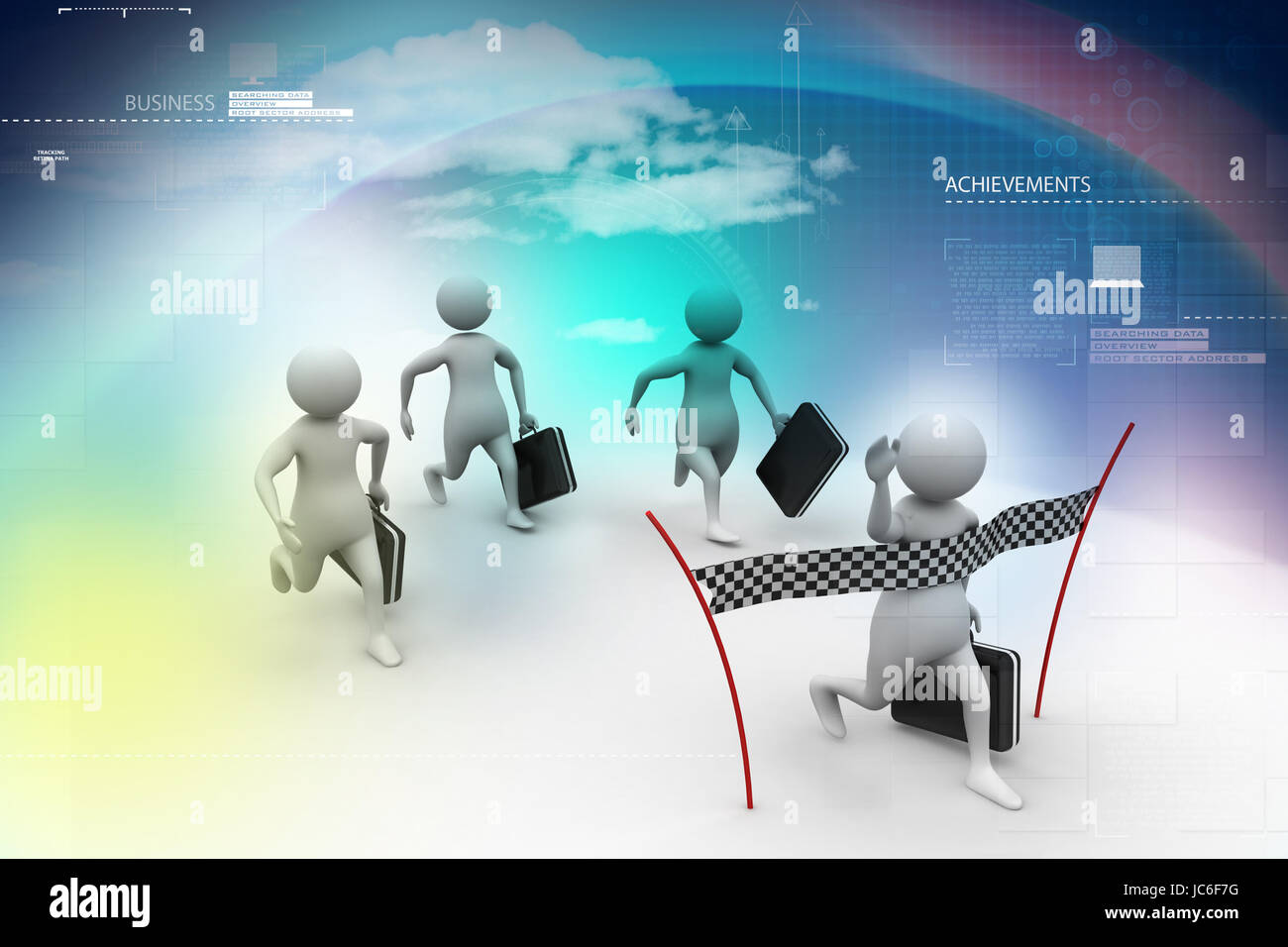 Business man reaching the finishing line Stock Photo - Alamy