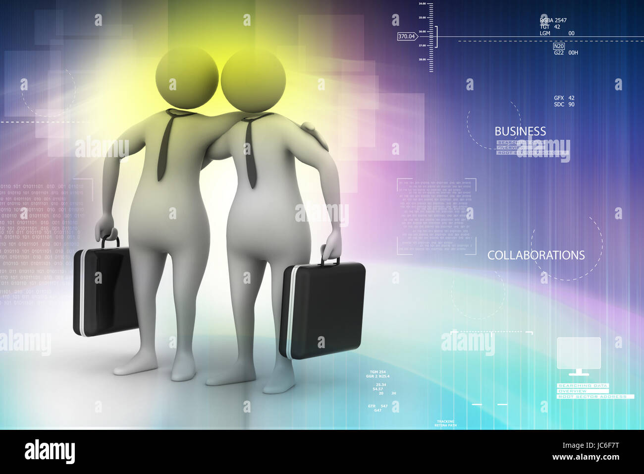 Two business people communicate together Stock Photo - Alamy
