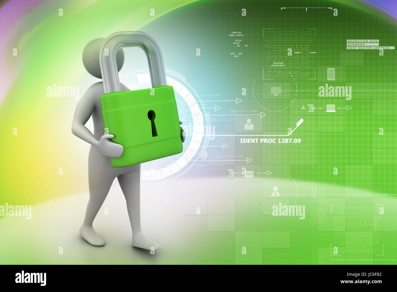 3d man with padlock, security concept Stock Photo - Alamy