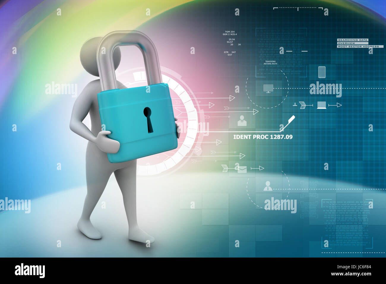 3d man with padlock, security concept Stock Photo - Alamy