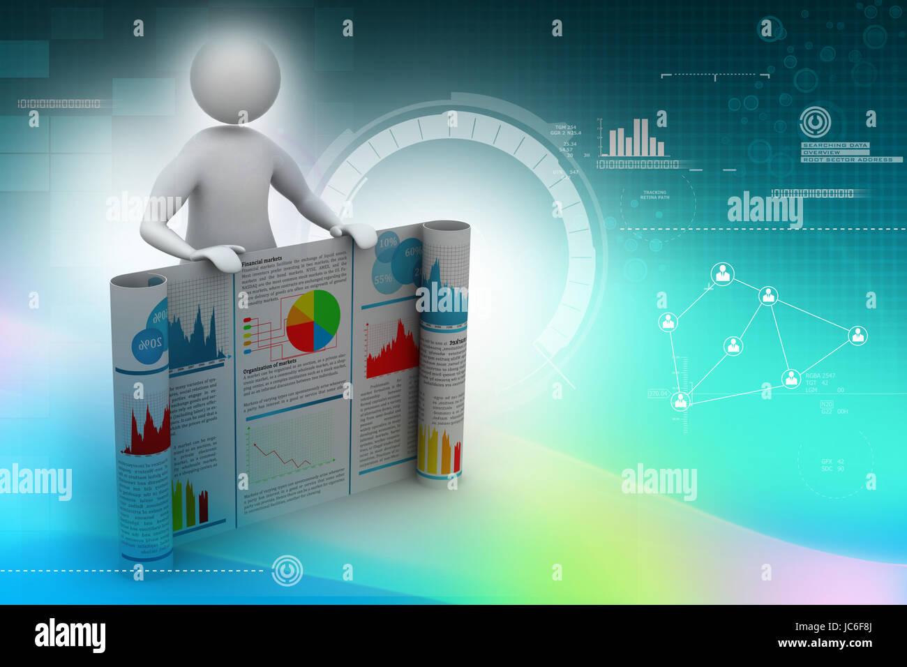 3d man showing the business report Stock Photo - Alamy