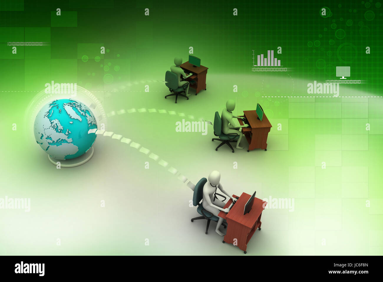 Networking people with globe Stock Photo - Alamy