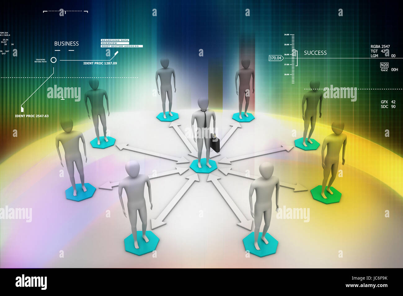 3d image of virtual men on global connection Stock Photo - Alamy