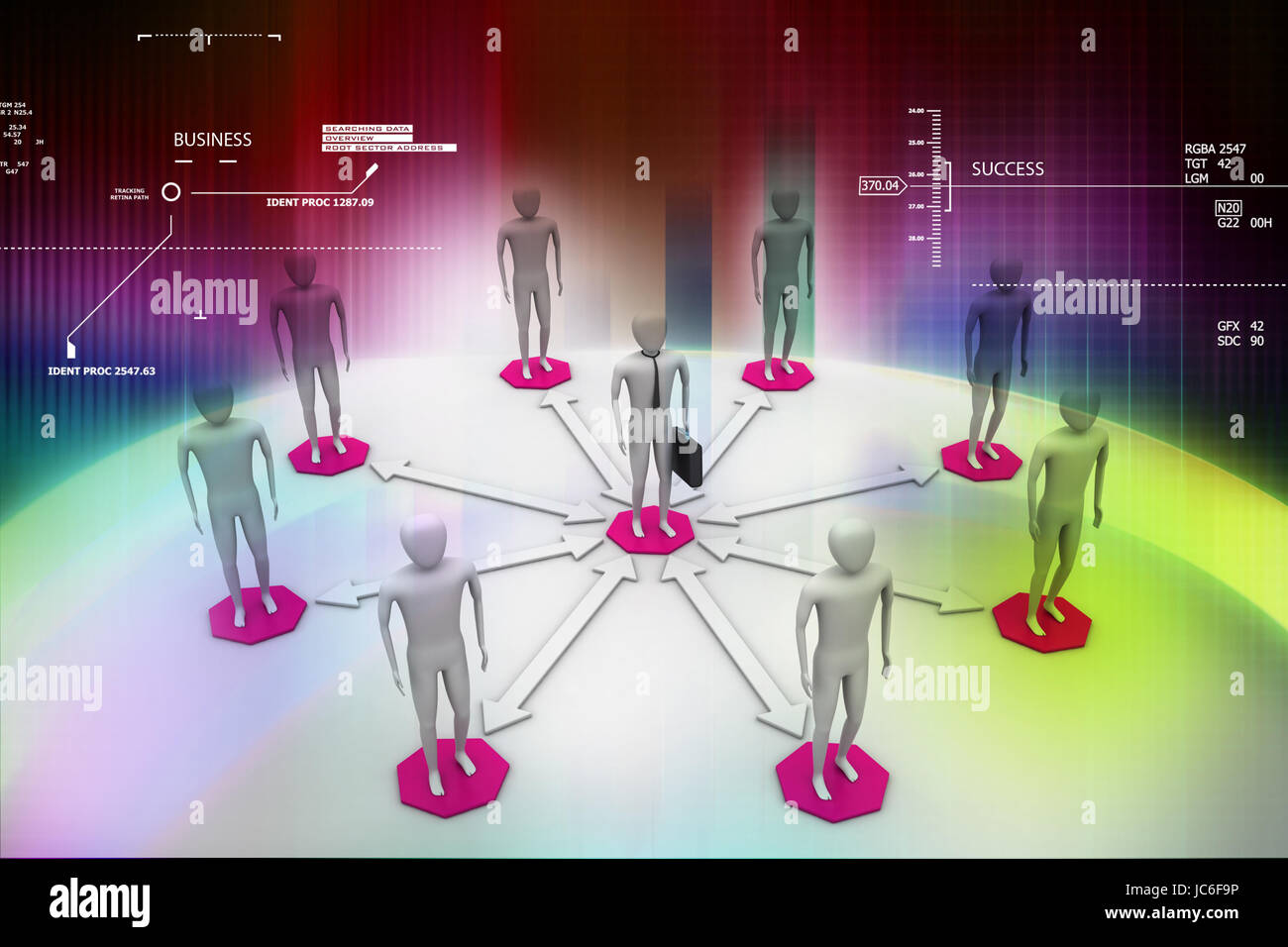 3d image of virtual men on global connection Stock Photo - Alamy