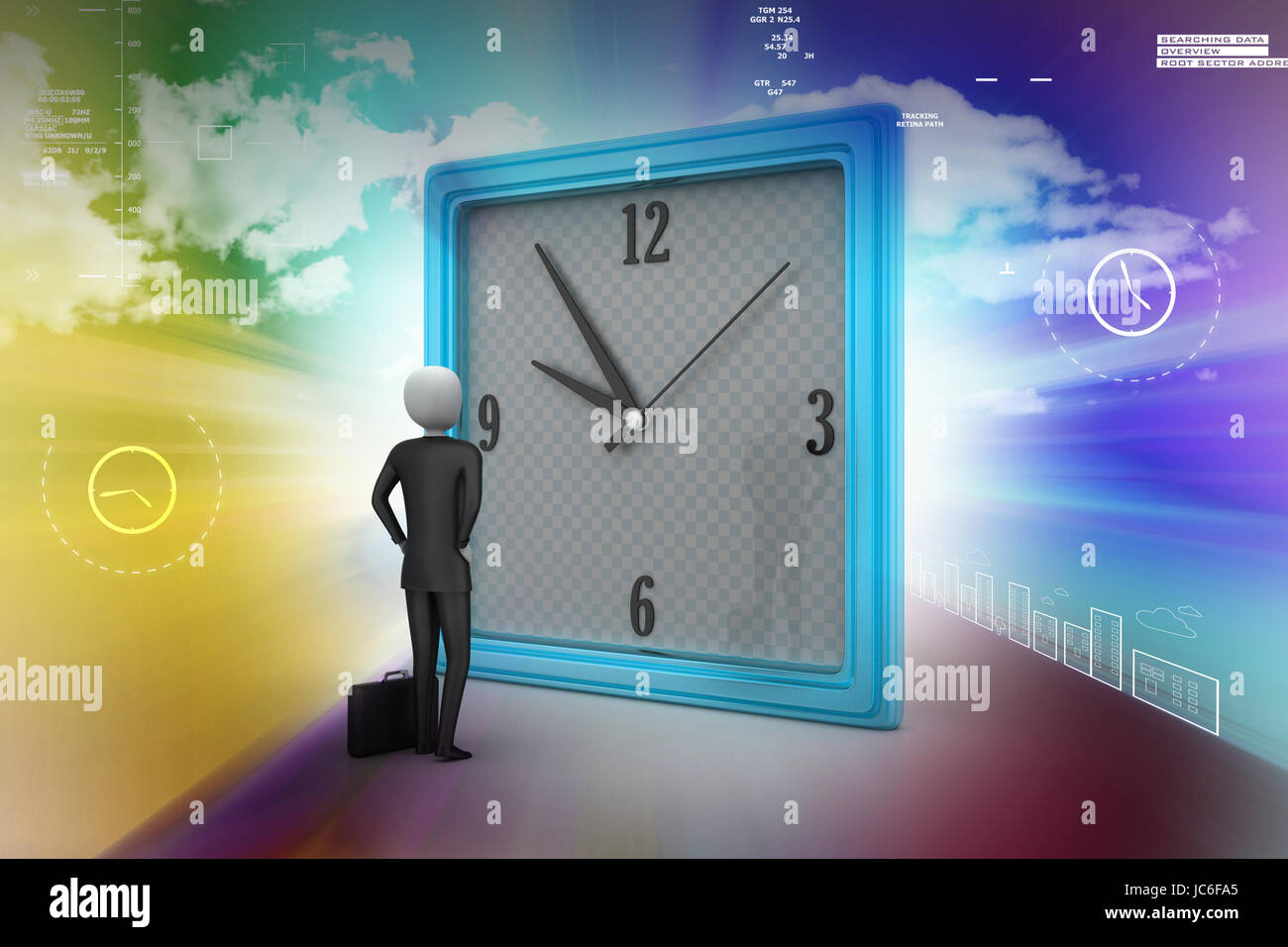 3d man watching the clock Stock Photo - Alamy