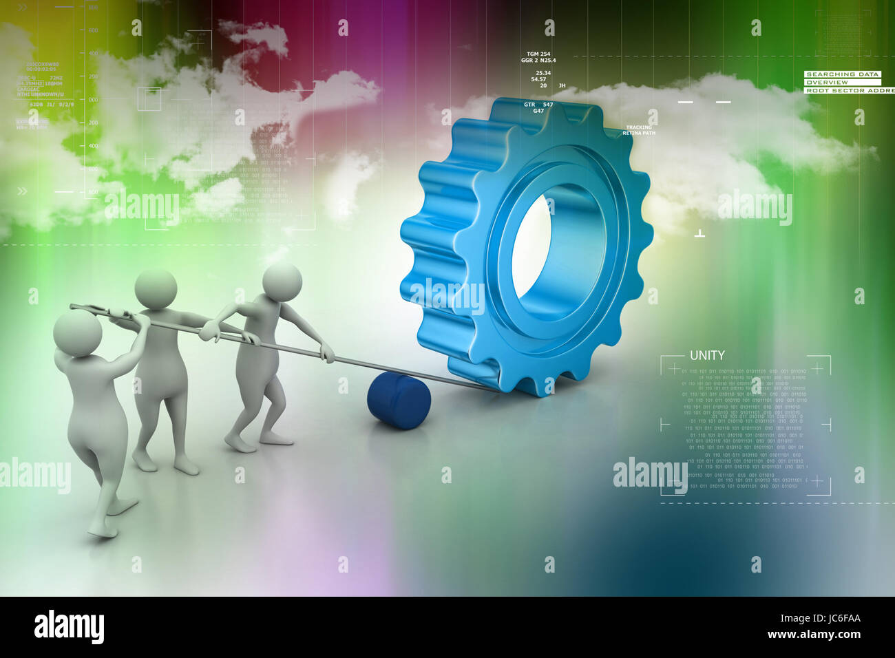 people moving gear in union, symbol of teamwork Stock Photo - Alamy