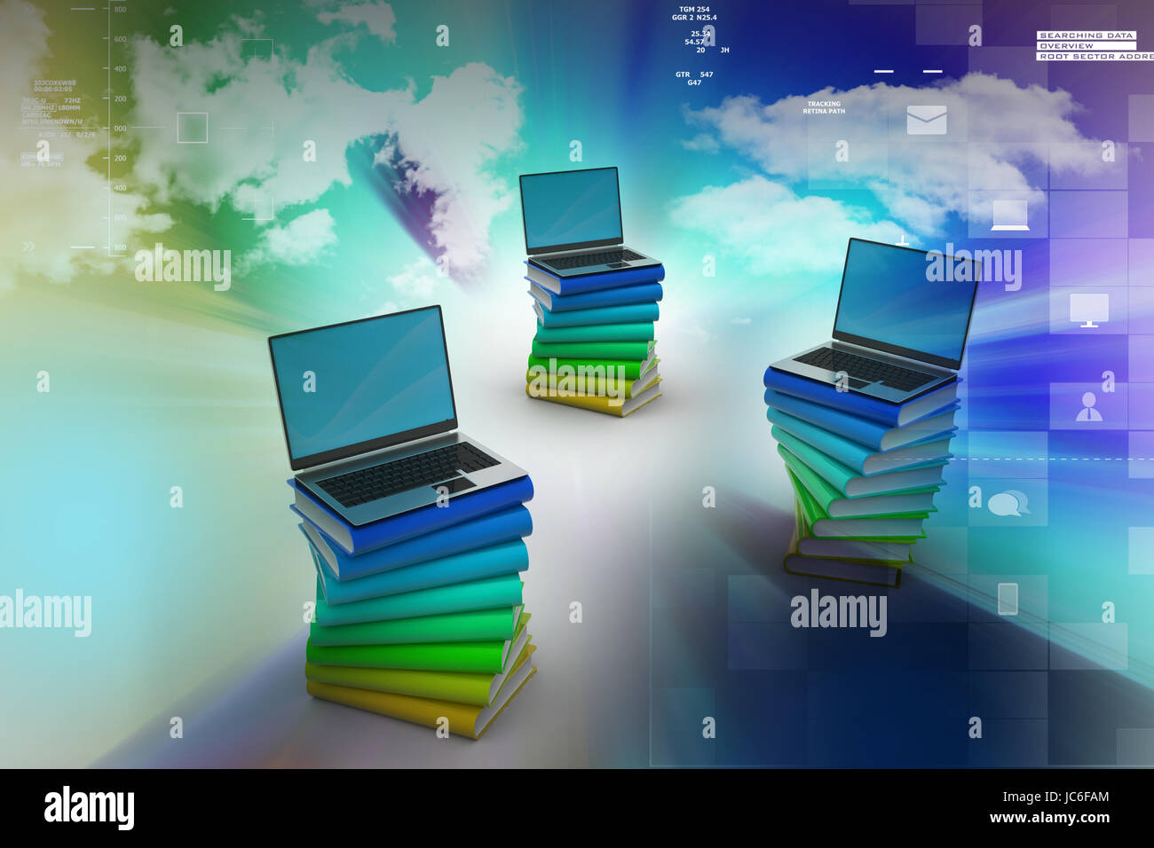 Books and laptop Stock Photo - Alamy