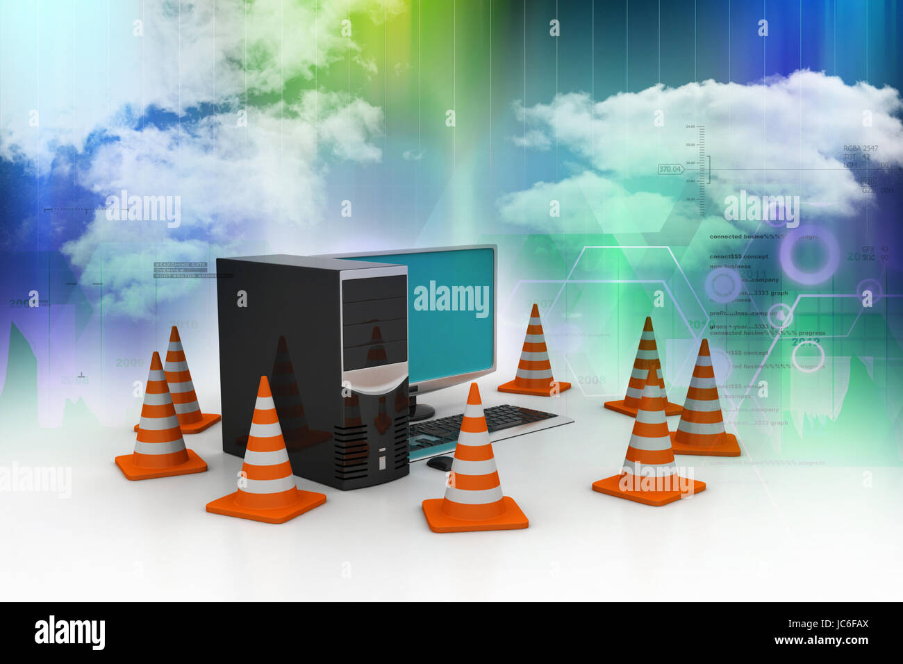 Computer with traffic sign Stock Photo - Alamy