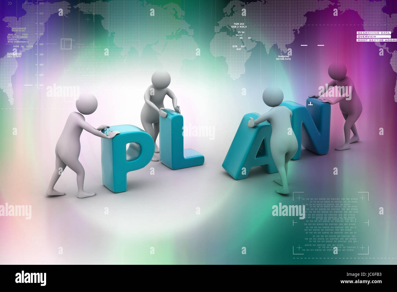 3d render of person placing plan letters Stock Photo - Alamy
