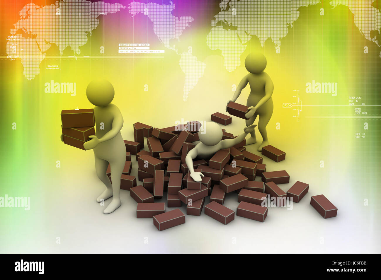 3d people helping the other man Stock Photo - Alamy