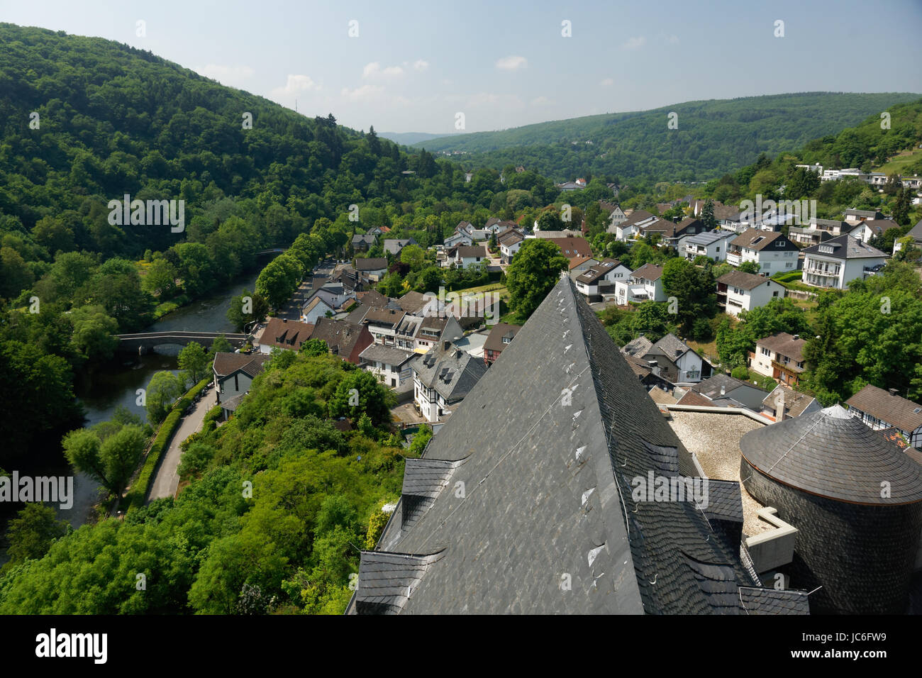 cityscape heimbach from the castle hengebach,eifel Stock Photo - Alamy