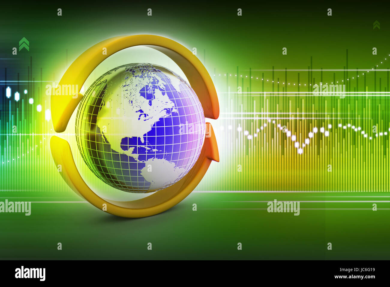 Earth with arrow circle around Stock Photo - Alamy