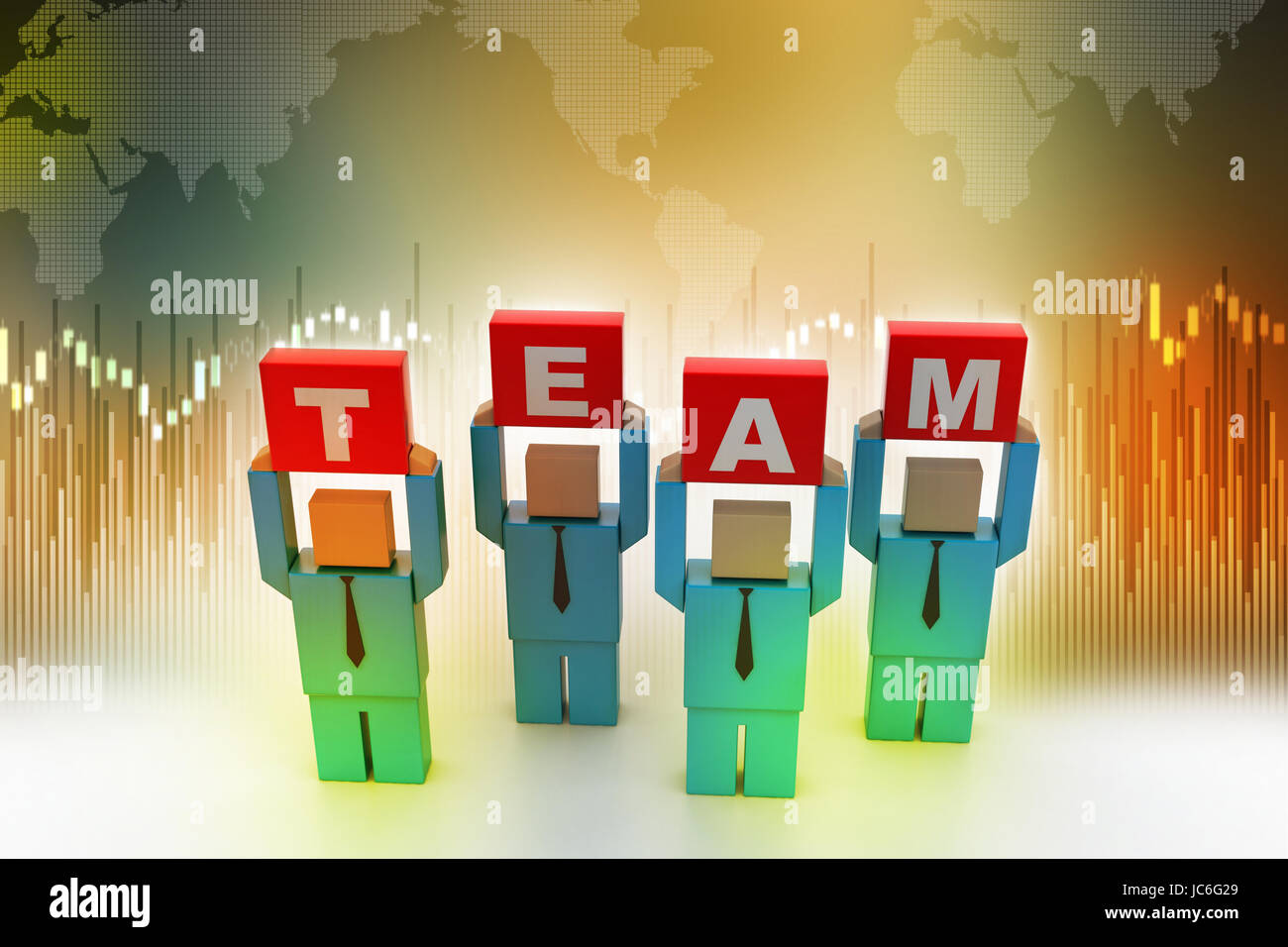 3d people holding hands in the word team Stock Photo - Alamy