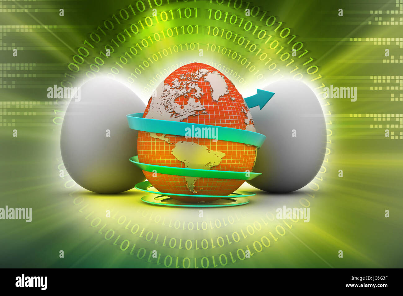 Global egg rounded with arrow Stock Photo - Alamy