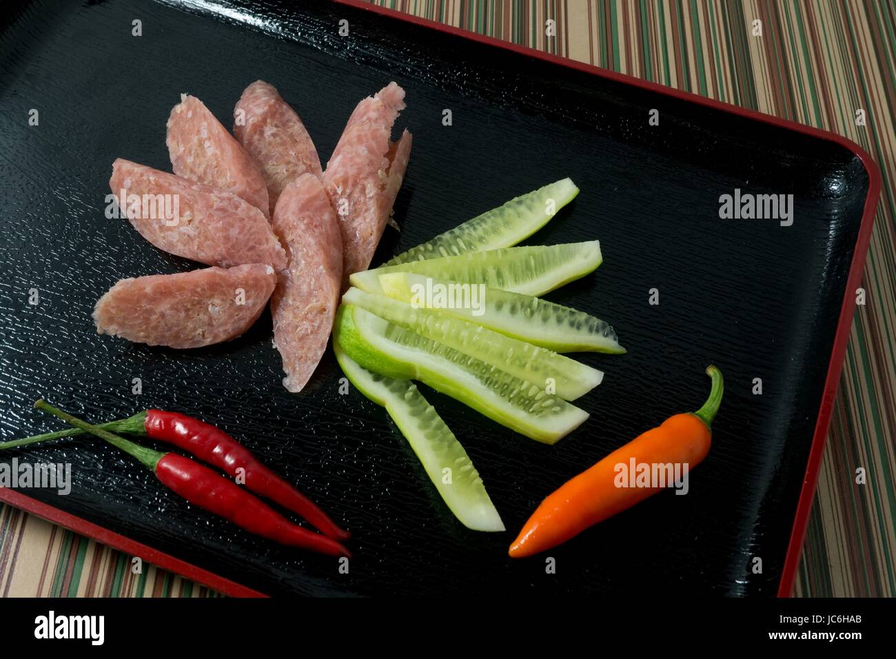 Thai Cuisine and Food, Thai Sour Sausage or Thai Fermented Sausage Made ...