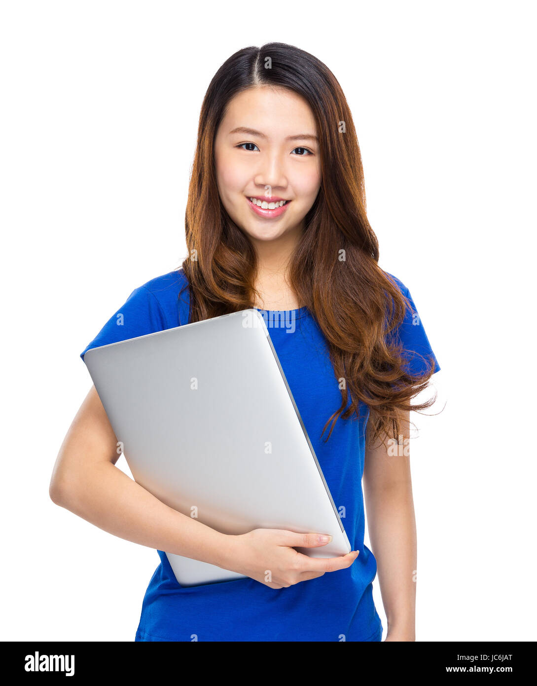 Woman with notebook Stock Photo - Alamy