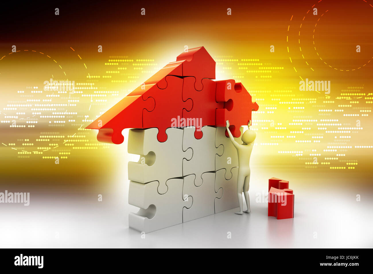 3d man, building the house Stock Photo - Alamy