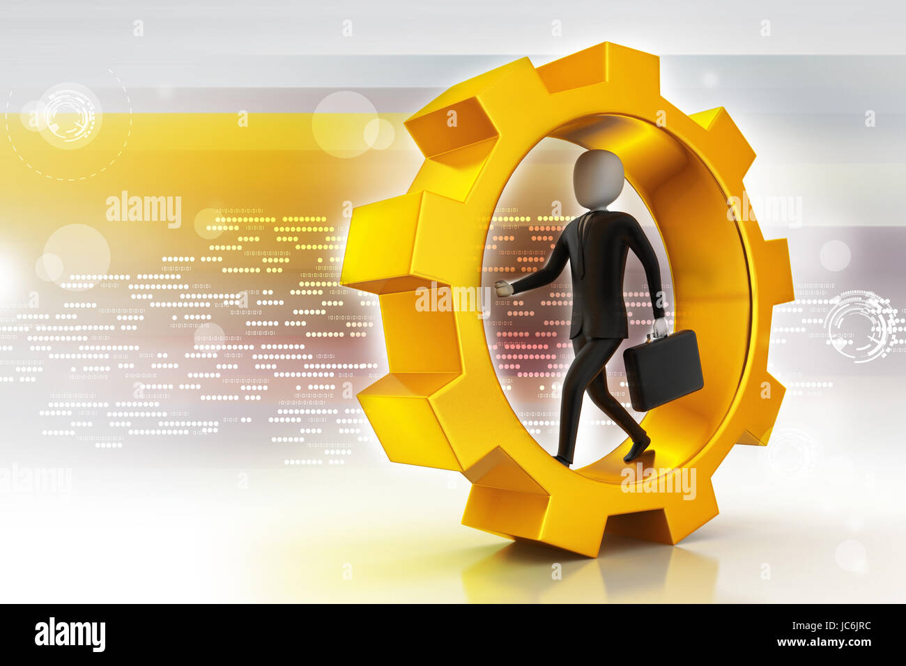 Business man running in gear wheels Stock Photo - Alamy