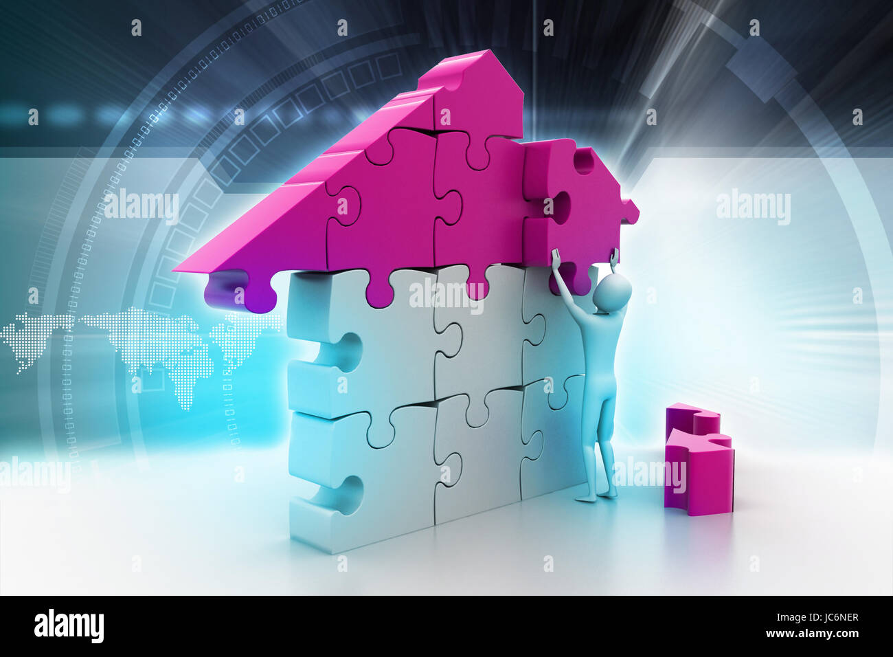 3d man, building the house Stock Photo - Alamy
