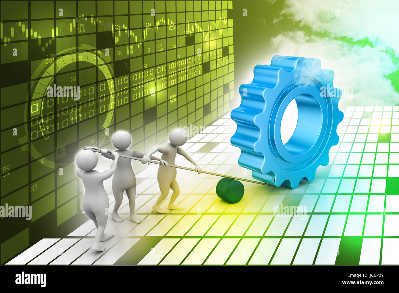 people moving gear in union, symbol of teamwork Stock Photo - Alamy