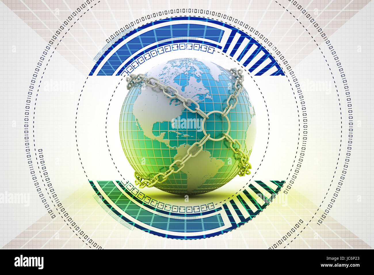 Earth globe close in chain Stock Photo - Alamy