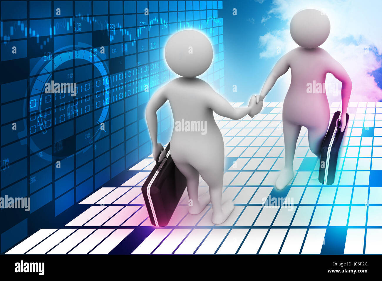 Two business people communicate together Stock Photo - Alamy