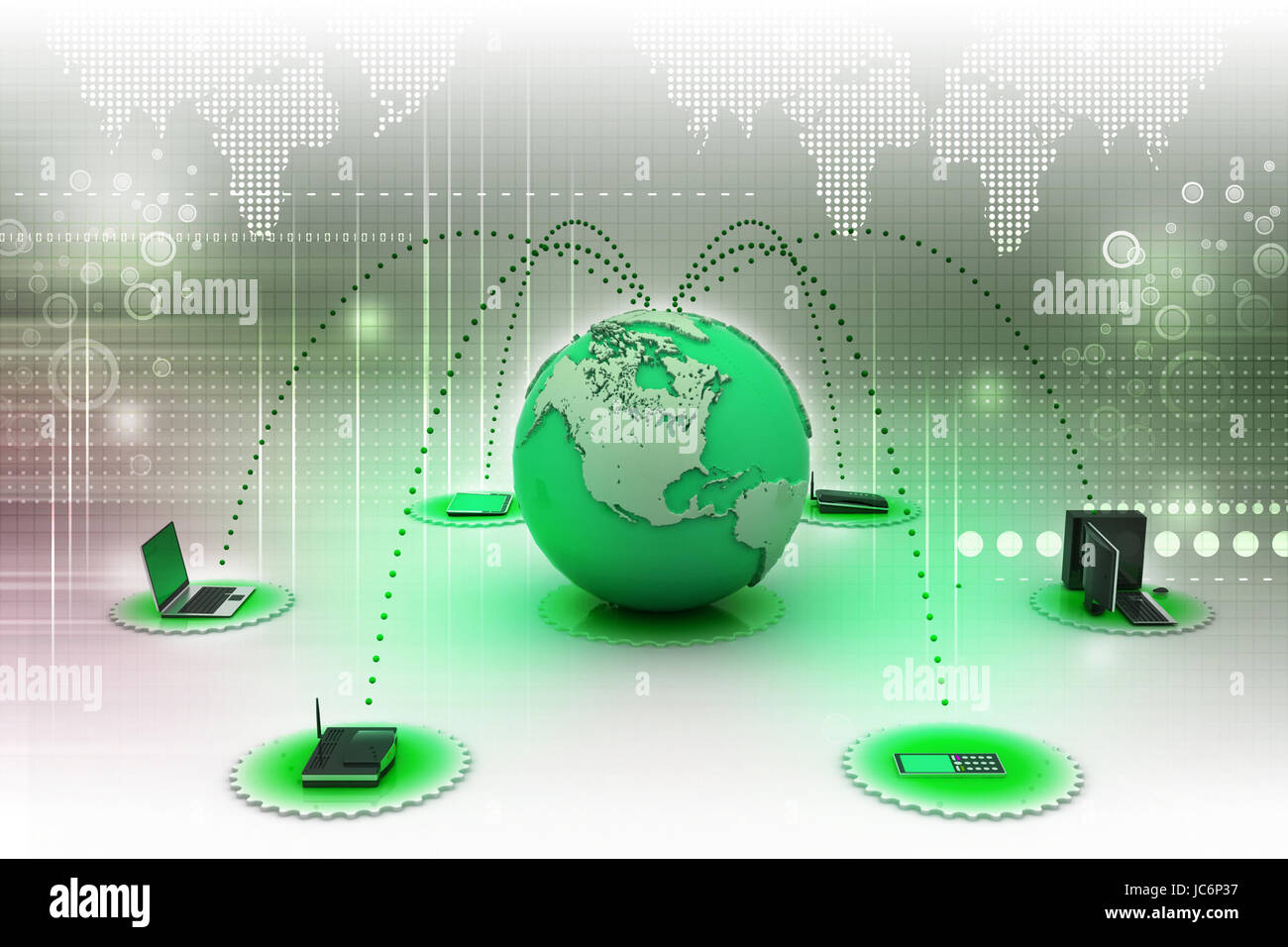 computer networking with globe Stock Photo - Alamy