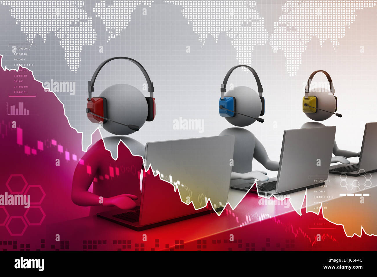 3D man with headset talking over the phone Stock Photo - Alamy