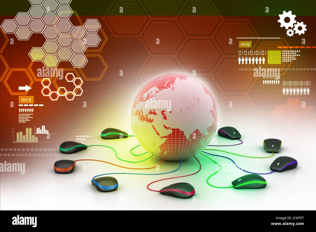 Globe connecting with computer mouse Stock Photo - Alamy