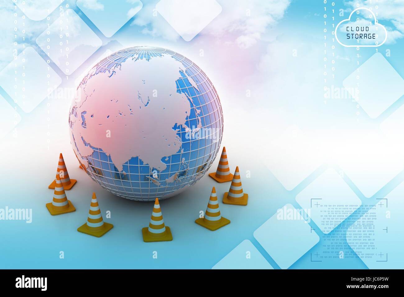 Globe and traffic cone Stock Photo - Alamy