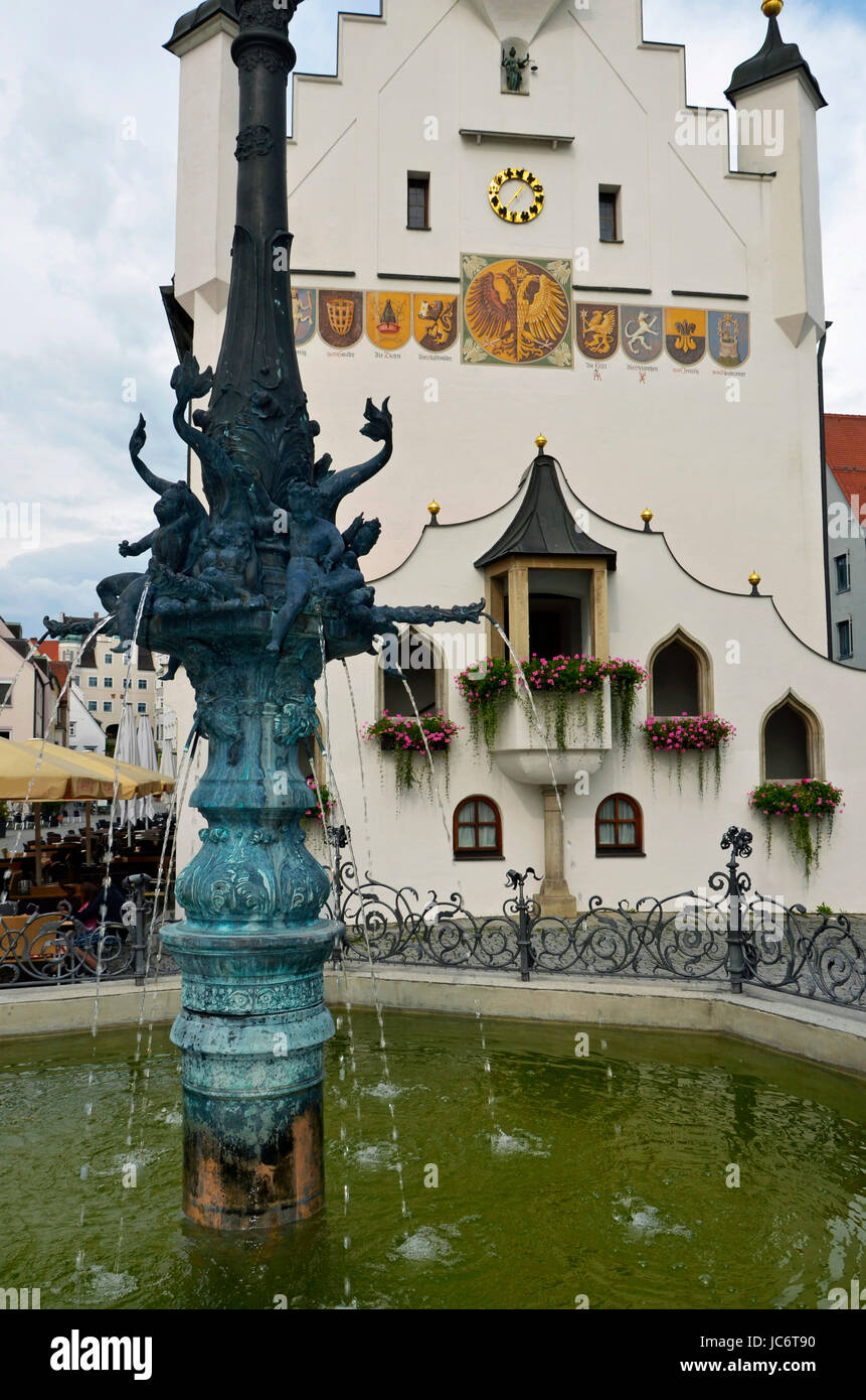 Rathaus und Rathausbrunnen, Kempten Stock Photo - Alamy
