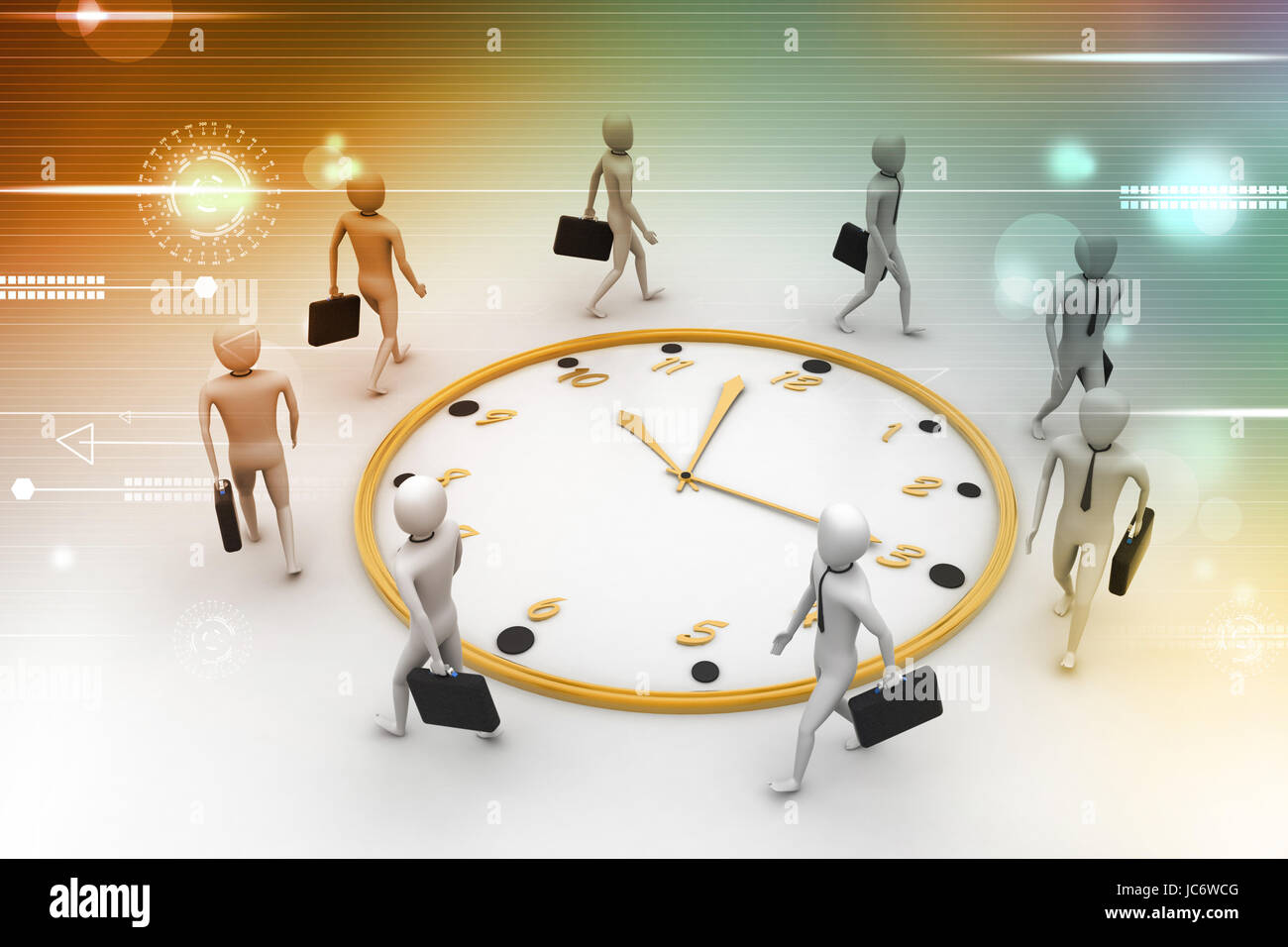 Business man walk around the clock Stock Photo - Alamy