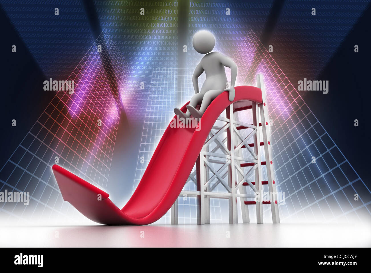 3D man playing on a arrow slide Stock Photo - Alamy