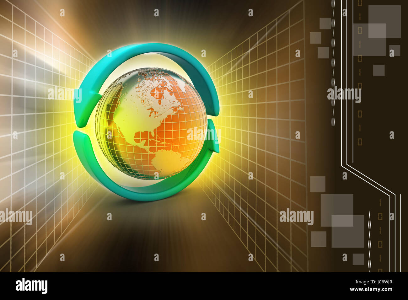 Earth with arrow circle around Stock Photo - Alamy