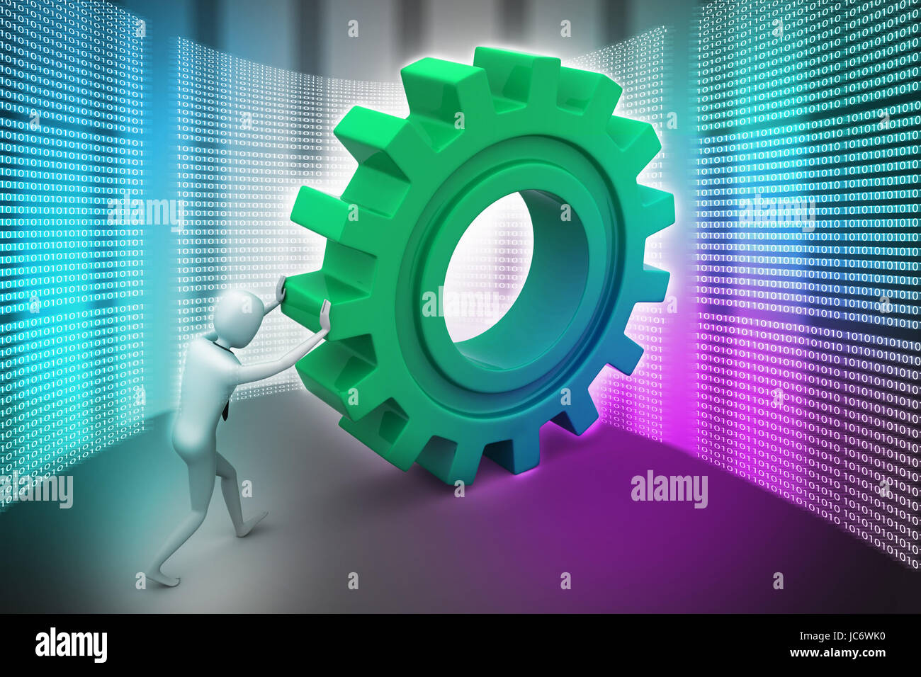 3d man pushing gear hi-res stock photography and images - Alamy