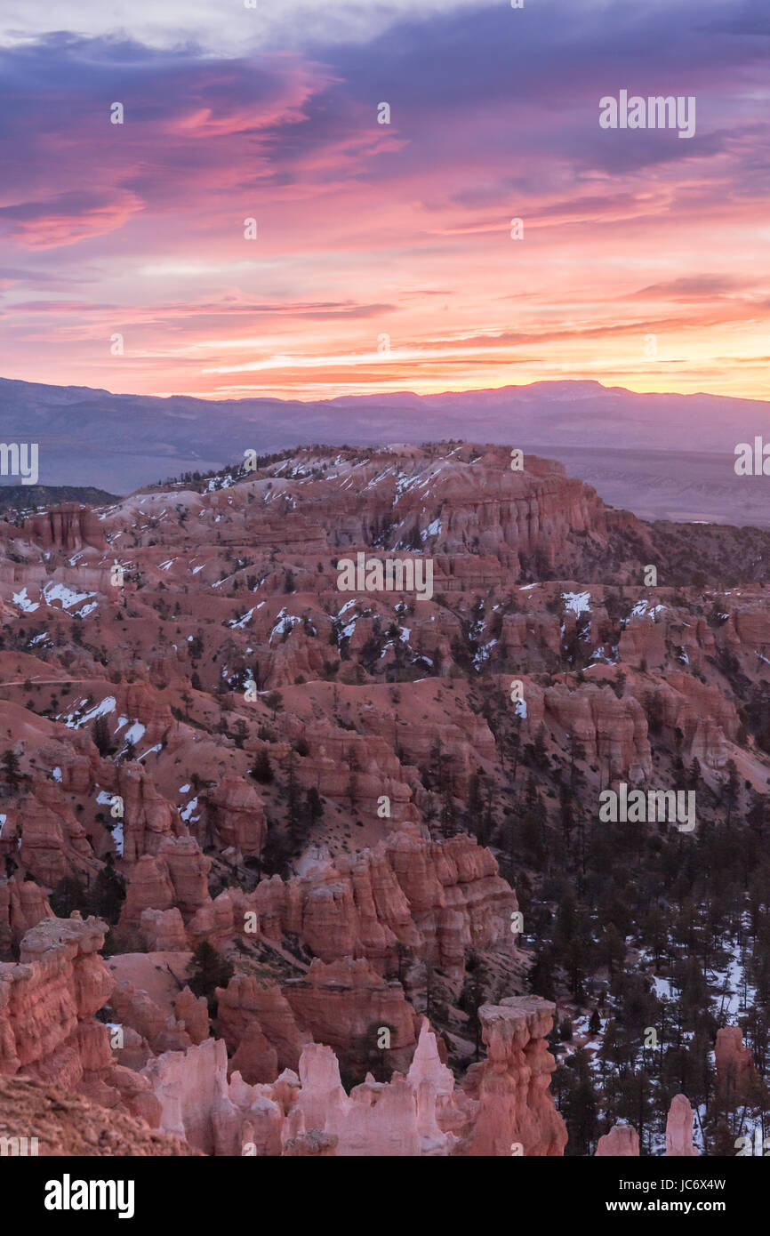 Pink Sunrise Over Mesa in Bryce Canyon in Utah Stock Photo - Alamy