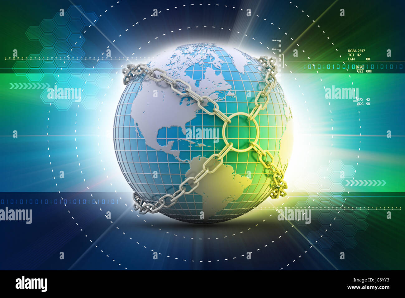 Earth globe close in chain Stock Photo - Alamy