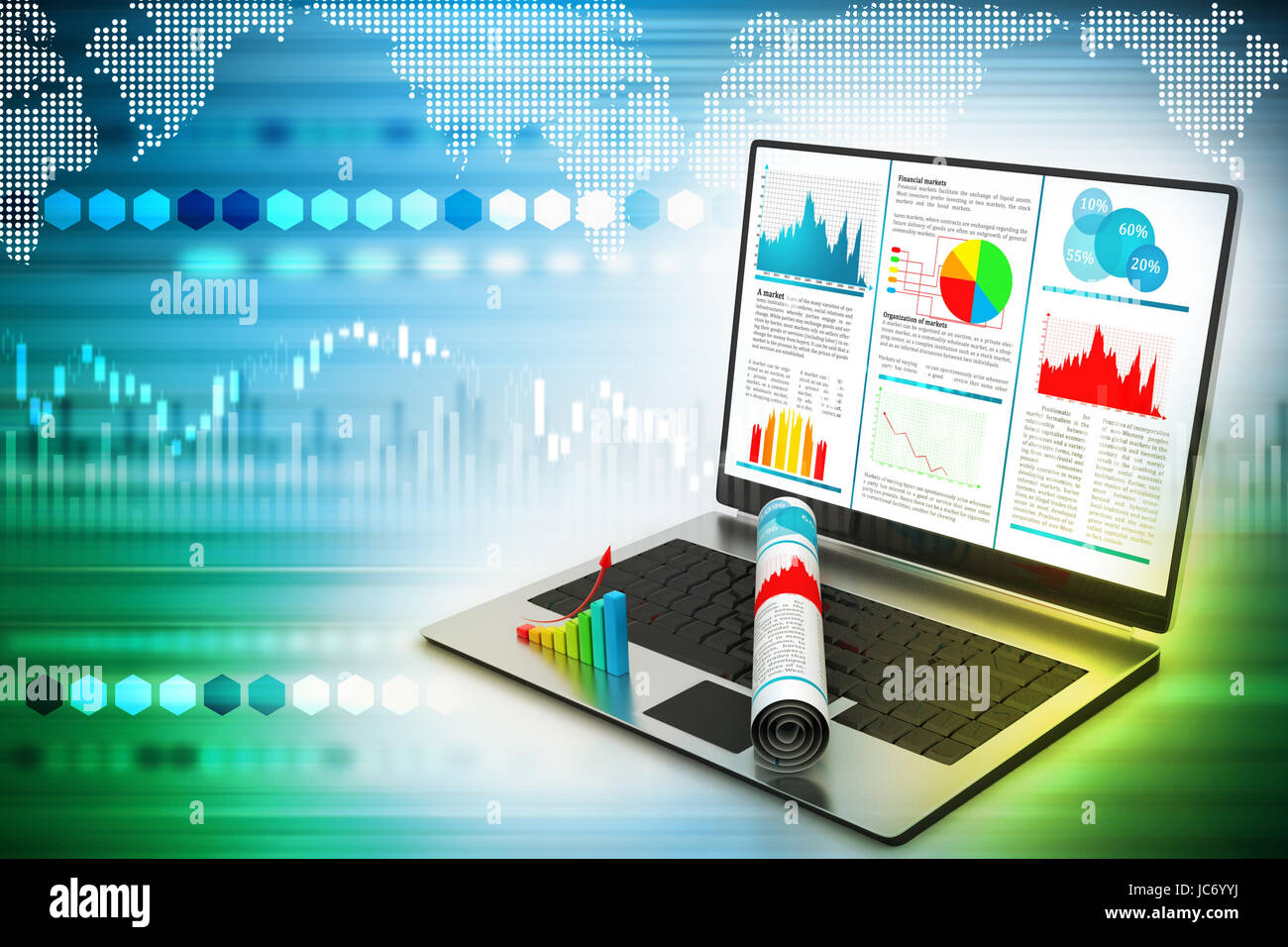 Laptop showing a financial report Stock Photo - Alamy