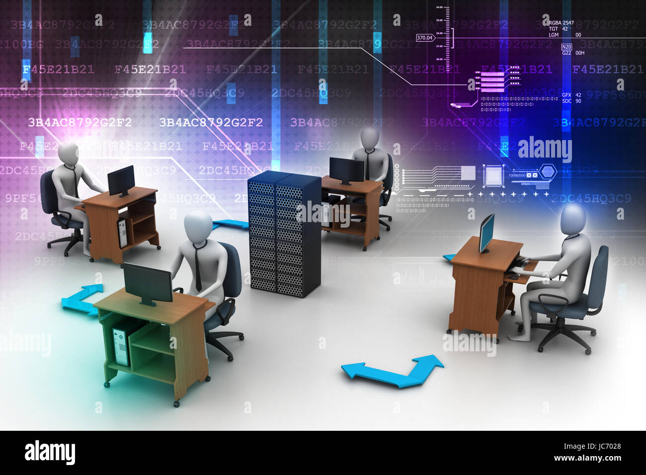 Networking people with server Stock Photo - Alamy