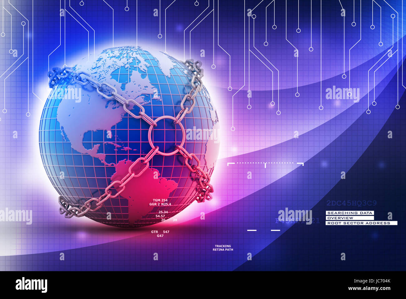 Earth globe close in chain Stock Photo - Alamy