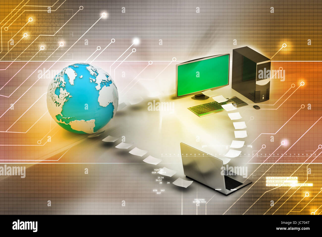 computer networking with globe Stock Photo - Alamy