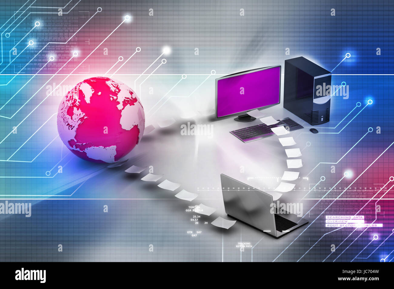 computer networking with globe Stock Photo - Alamy