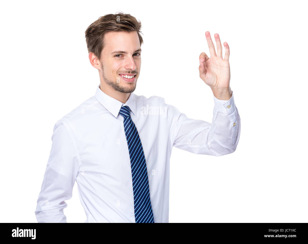 European businessman finger with ok sign Stock Photo - Alamy