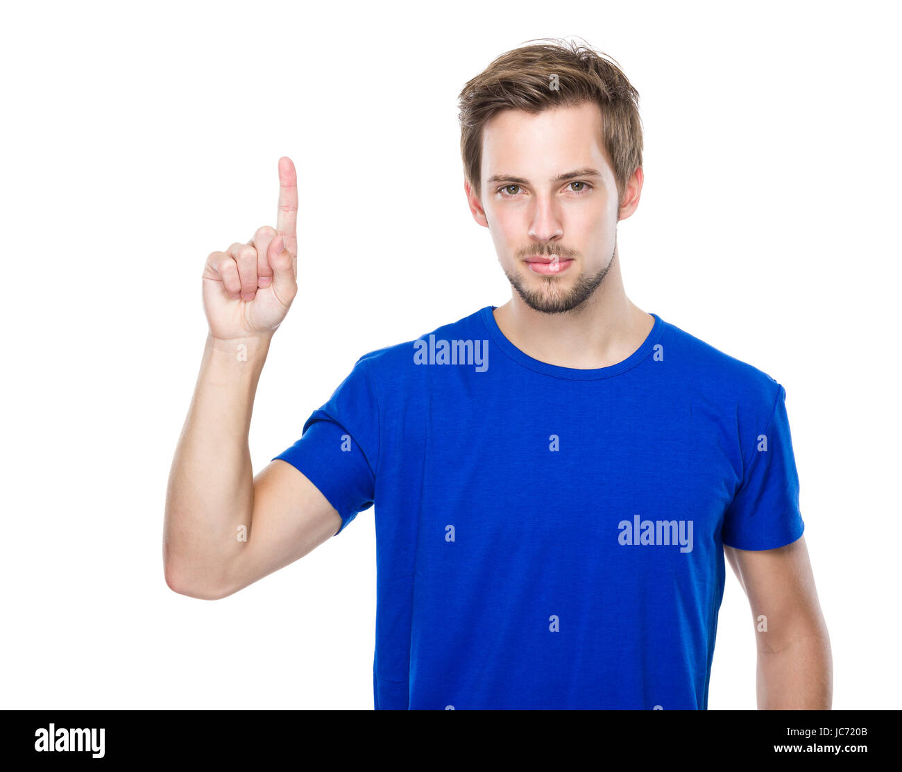Man with finger point up Stock Photo - Alamy