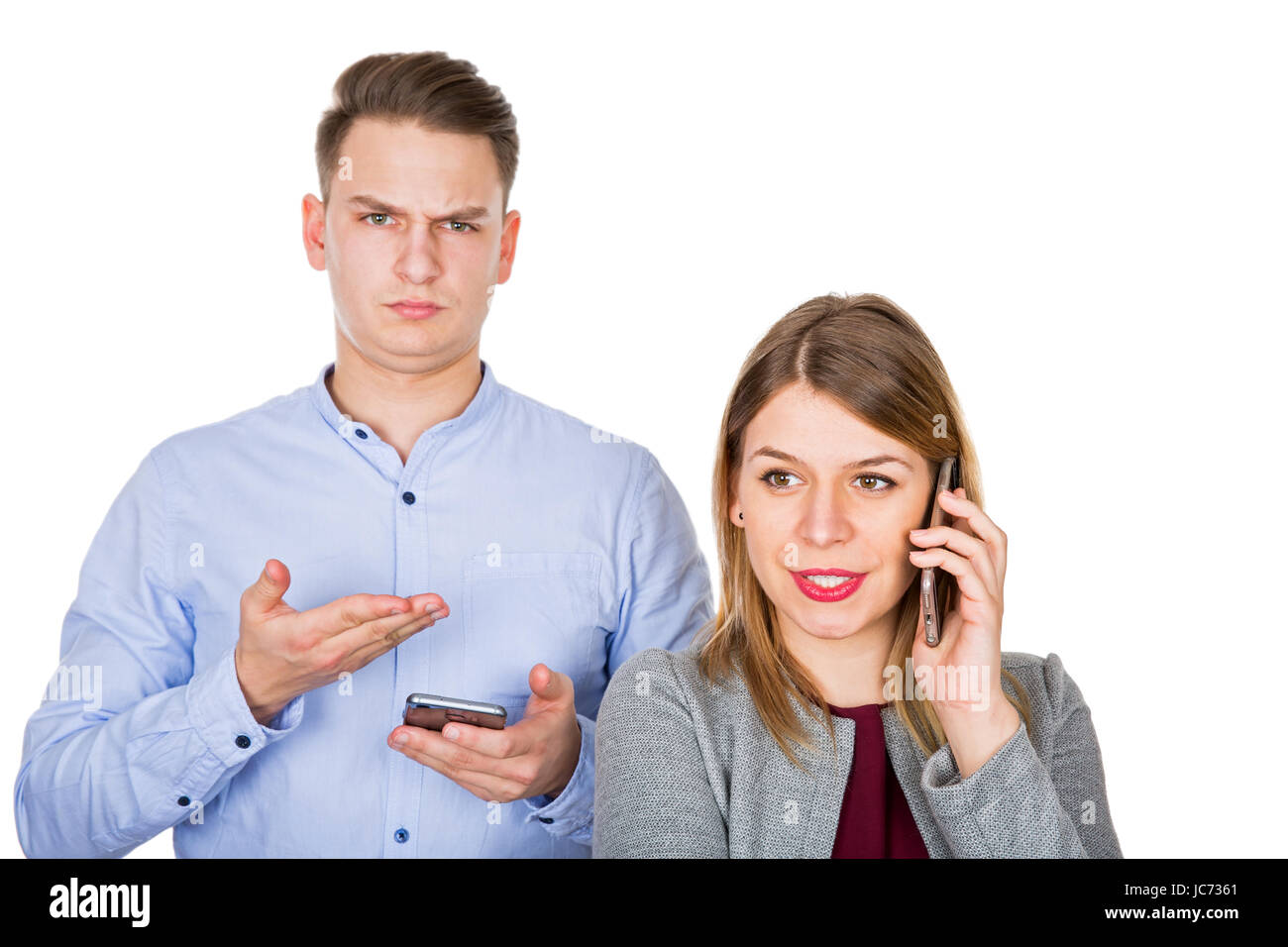 Husband And Wife And Phone Call Stock Photos & Husband And Wife And ...